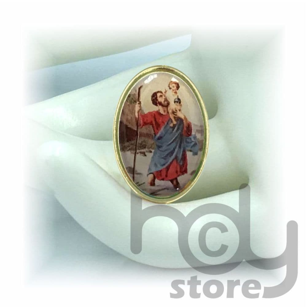 St Christopher Lapel Pin with domed picture