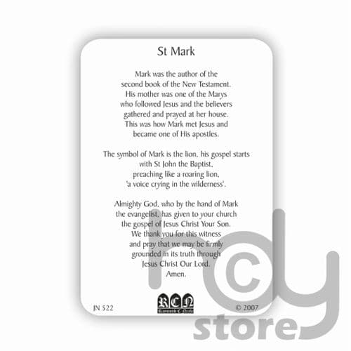 St Mark prayer card
