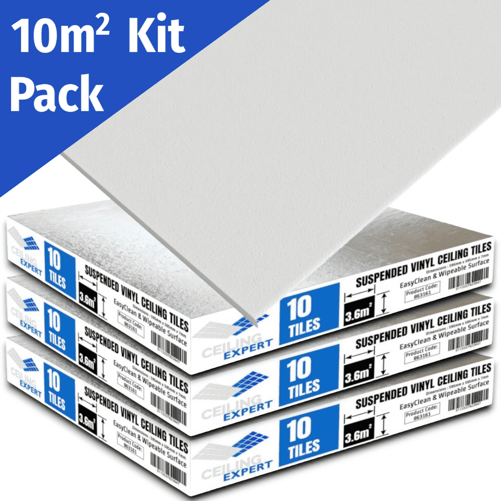 10 8m Pack of 30 Suspended Ceiling Tiles 600x600 595mm x 595mm x 7mm ...