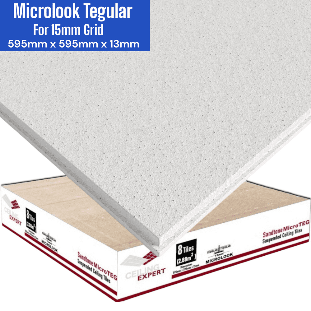 Ceiling Expert Sandtone Micro-Look Tegular Ceiling Tiles 595mm x 595mm ...