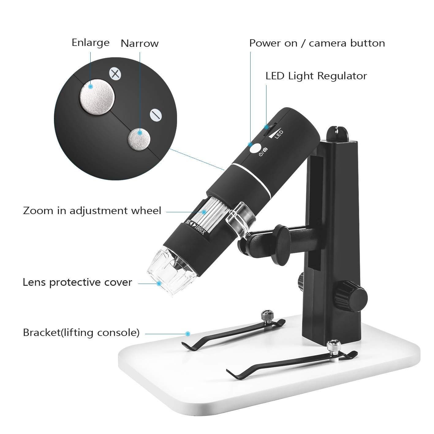 GXM 1080PWDM-18G Portable WiFI Digital Microscope with Stand 1080P to 230X