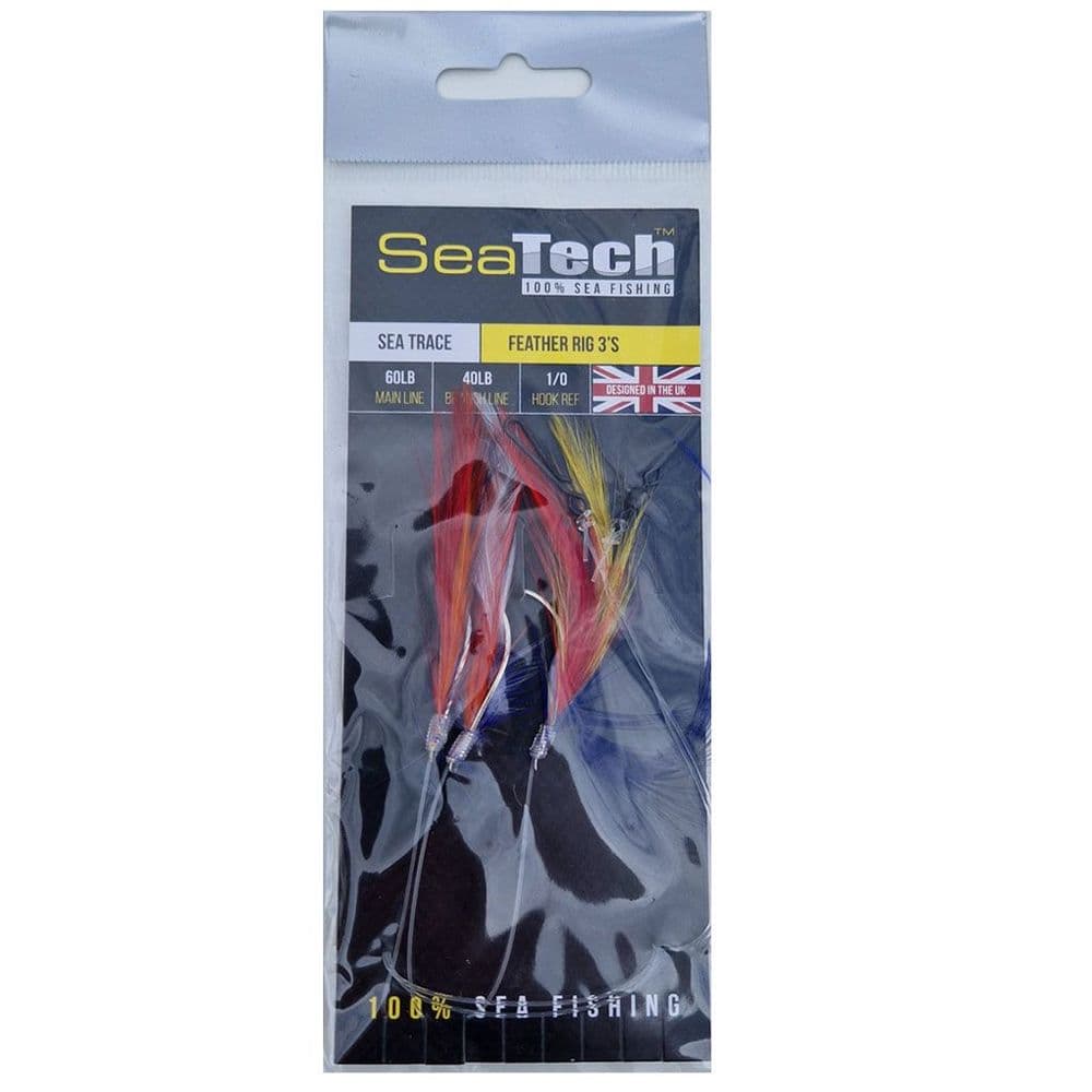 SeaTech Sea Trace Mackerel 3 Hook Feathers Coloured