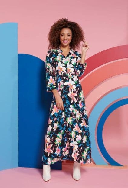 Smashed Lemon Cobalt Blue Floral Pattern Dress & Womens Cobalt Blue ...