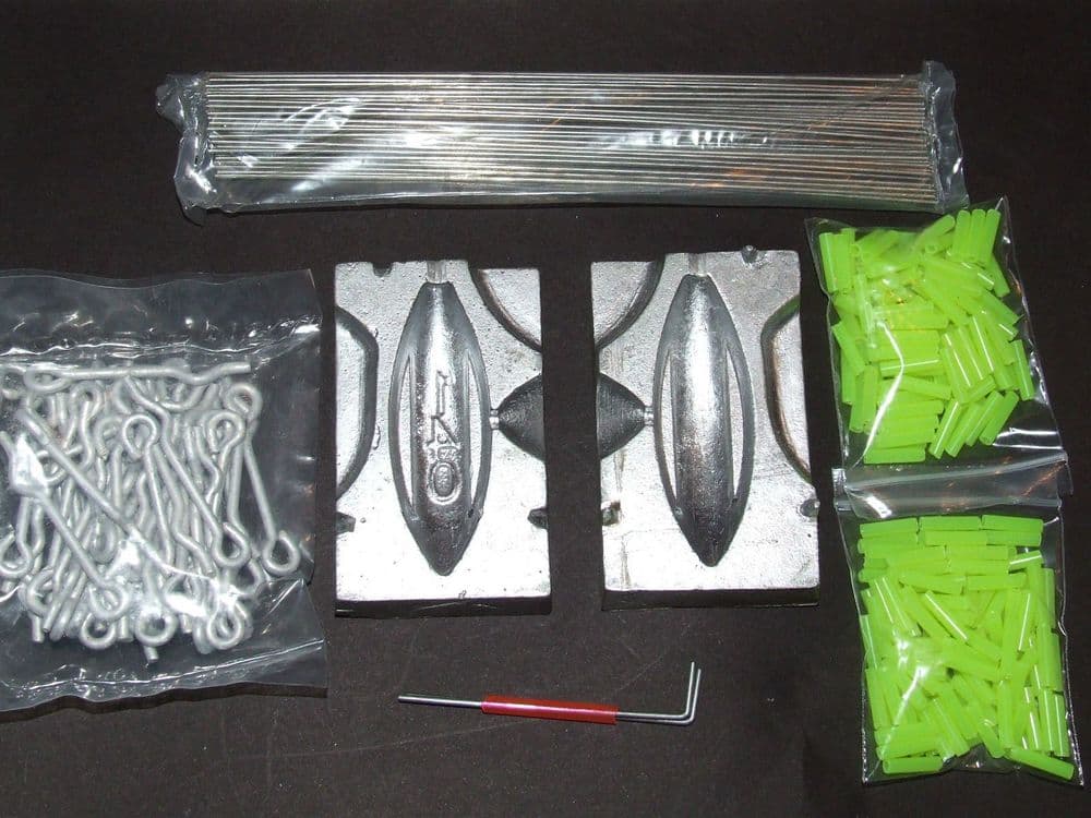 DCA 5oz 140g TOURNAMENT WEIGHT GRIP MOULD KIT LOOPS WIRES ROLLERS SEA ...