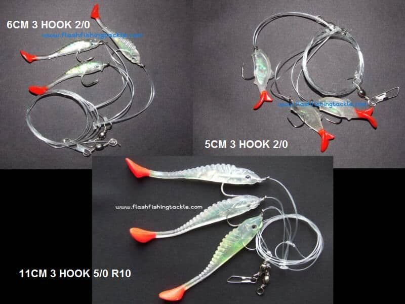 Holographic Wobble Tail Fish/Shad Rigs 3 Hooks | Squid/Eel/Prawn/Shrimp ...