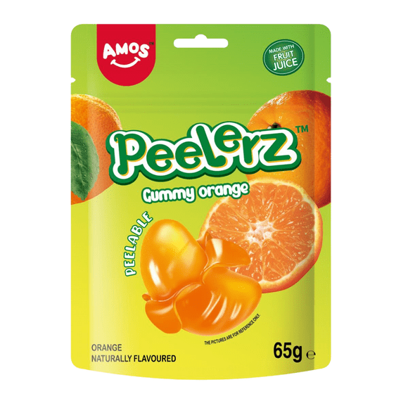 Amos Peelerz Gummy Orange Peg Bag 12x65g
