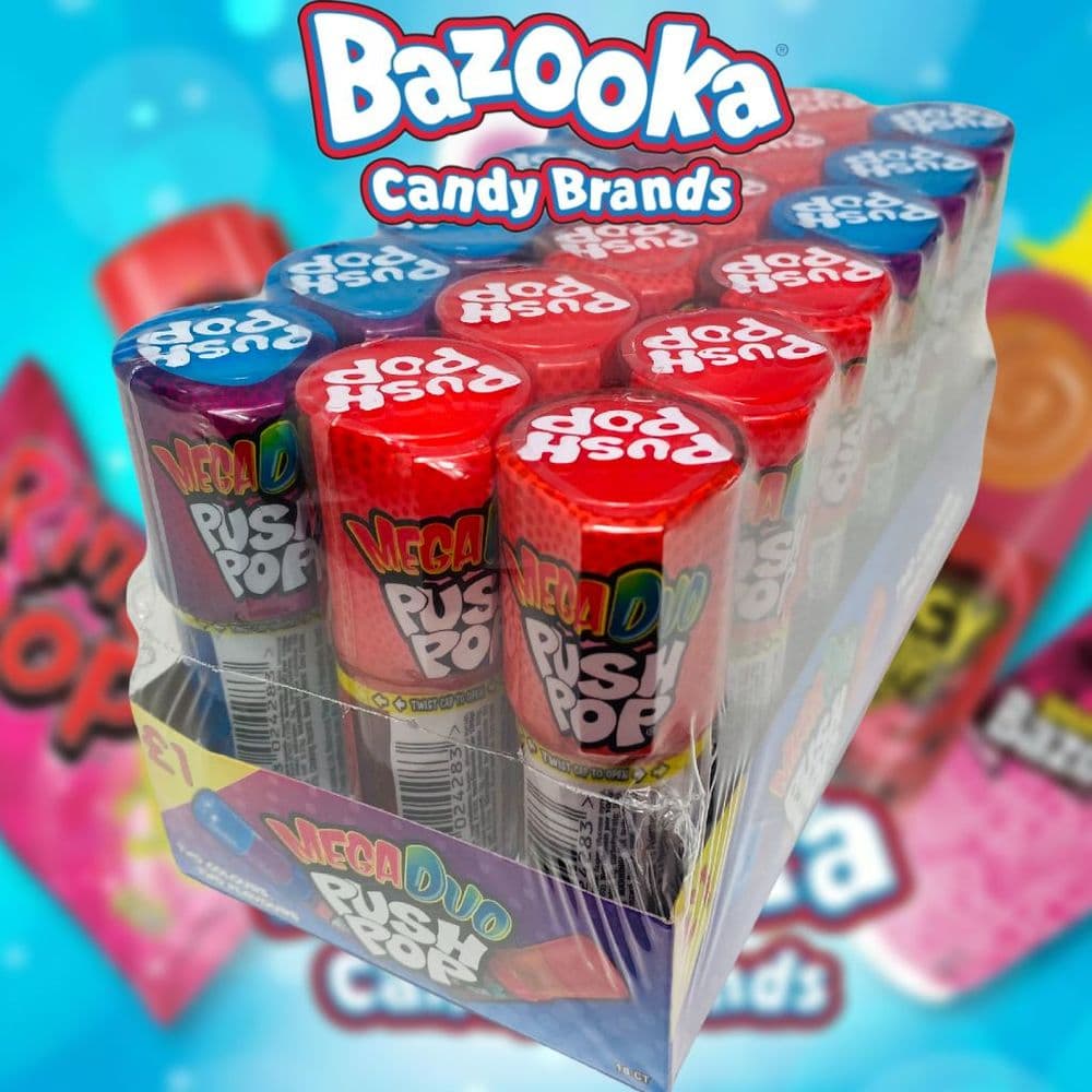 BAZOOKA MEGA DUO PUSH POP x18 PRICE MARKED 1