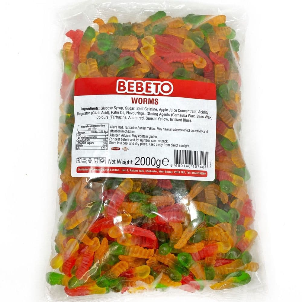 Bebeto Jelly Worms: Halal Fruit Jelly Sweets 2kg Bulk