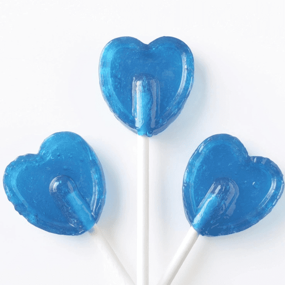Blue Razz Heart Lollipops 1kg
