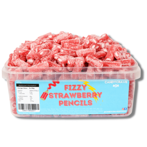 CANDYCRAVE FIZZY STRAWBERRY PENCILS 600G TUB
