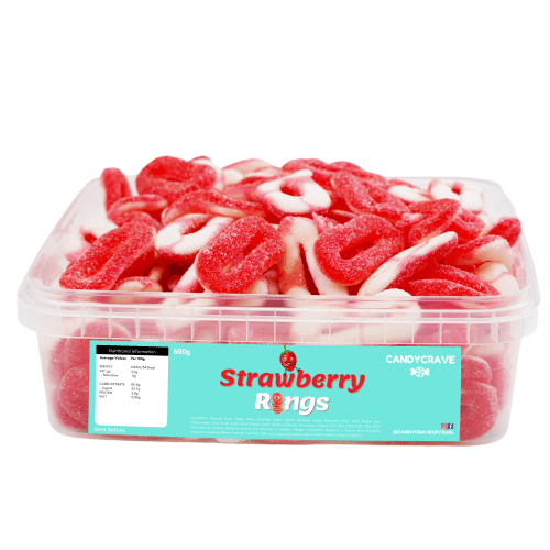 CANDYCRAVE STRAWBERRY RINGS 600G TUB