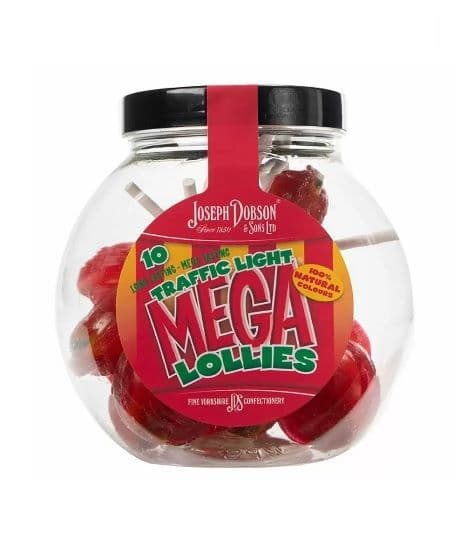 DOB113 MEGA TRAFFIC LIGHT LOLLIES JAR X 6 WITH 10 LOLLIES