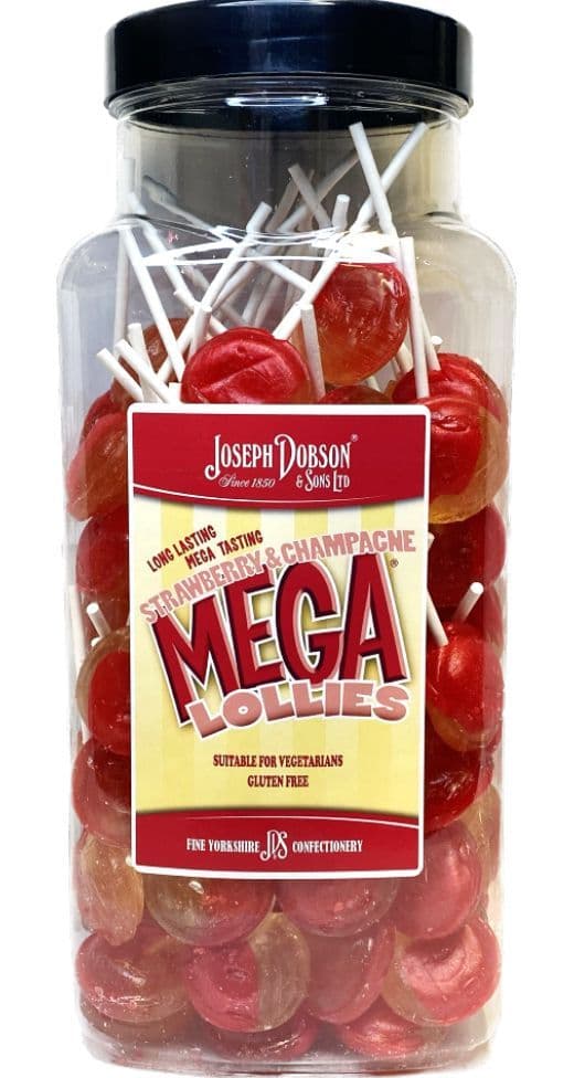 DOBSONS STRAWBERRY & CHAMPAGNE MEGA LOLLIES x90