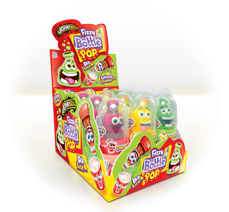 FIZZY BOTTLE POP LOLLIPOP & POWDER x12