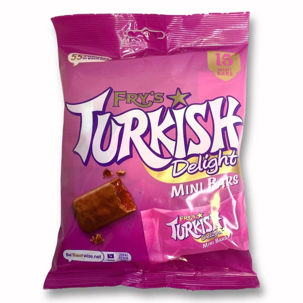 FRY S TURKISH DELIGHT MINI BARS 15 225g BAG B B E MAY 2023