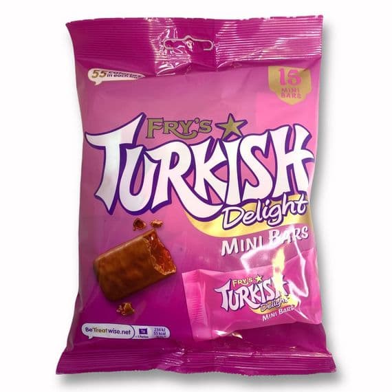 FRY S TURKISH DELIGHT MINI BARS 15 225g BAG B B E MAY 2023