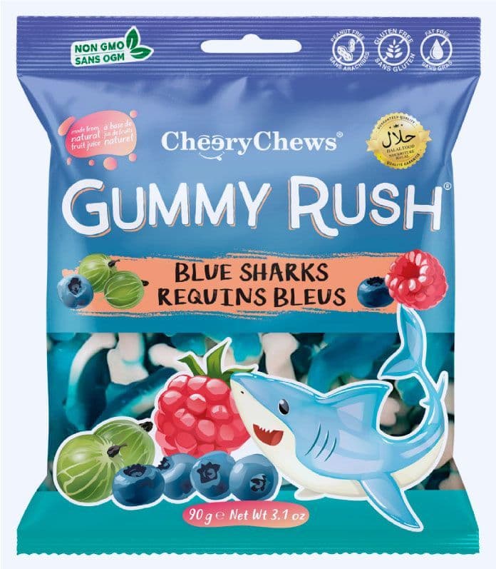 GUMMY RUSH BLUE SHARKS 12x150g PREPACK