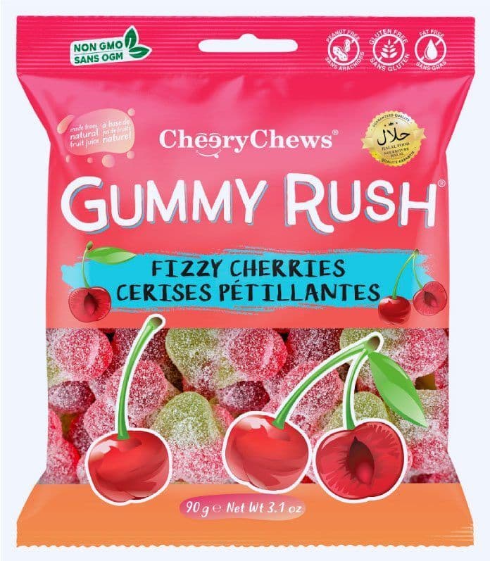 GUMMY RUSH FIZZY CHERRY 12x150g PREPACK
