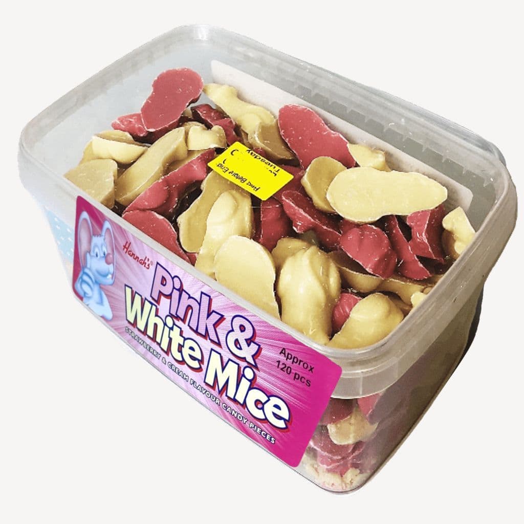 Pink And White Chocolate Candy HANNAH'S PINK & WHITE MICE 100g