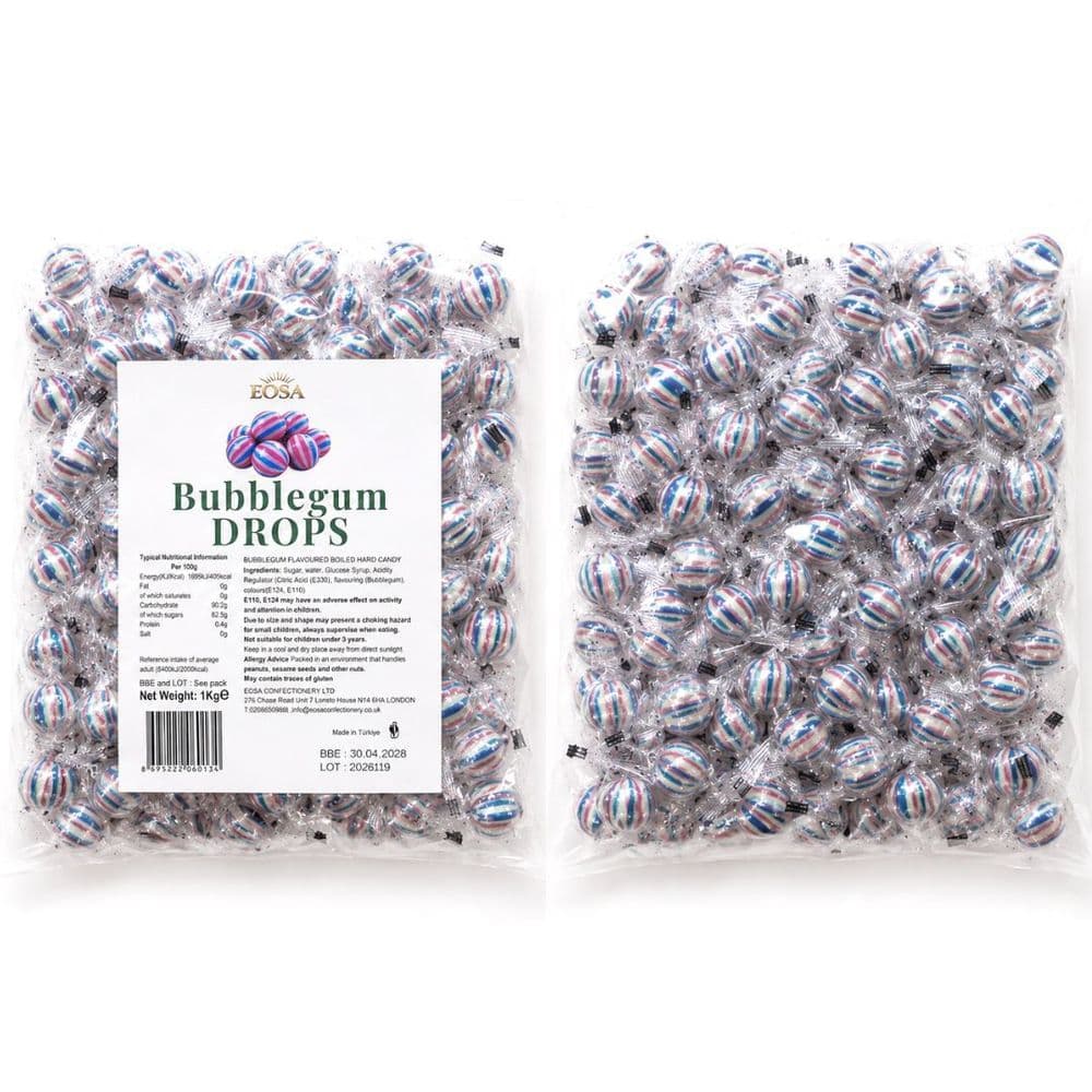 Hard Candy Bubblegum Drops 1kg