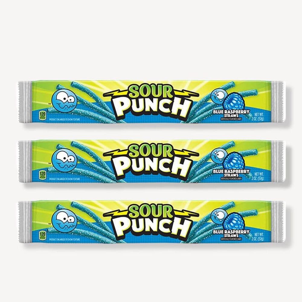 SOUR PUNCH BLUE RASPBERRY STRAWS x24