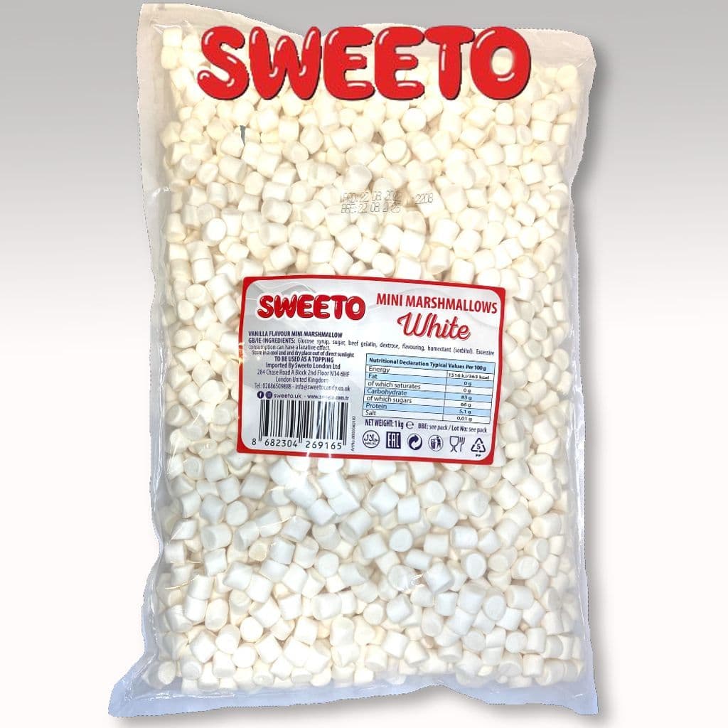 SWEETO WHITE MINI MARSHMALLOWS 1KG BBE 11/2024