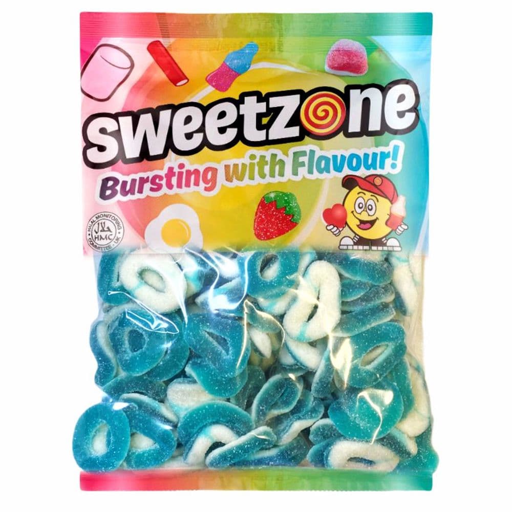 SWEETZONE SOUR BLUE RASPBERRY RINGS 1KG