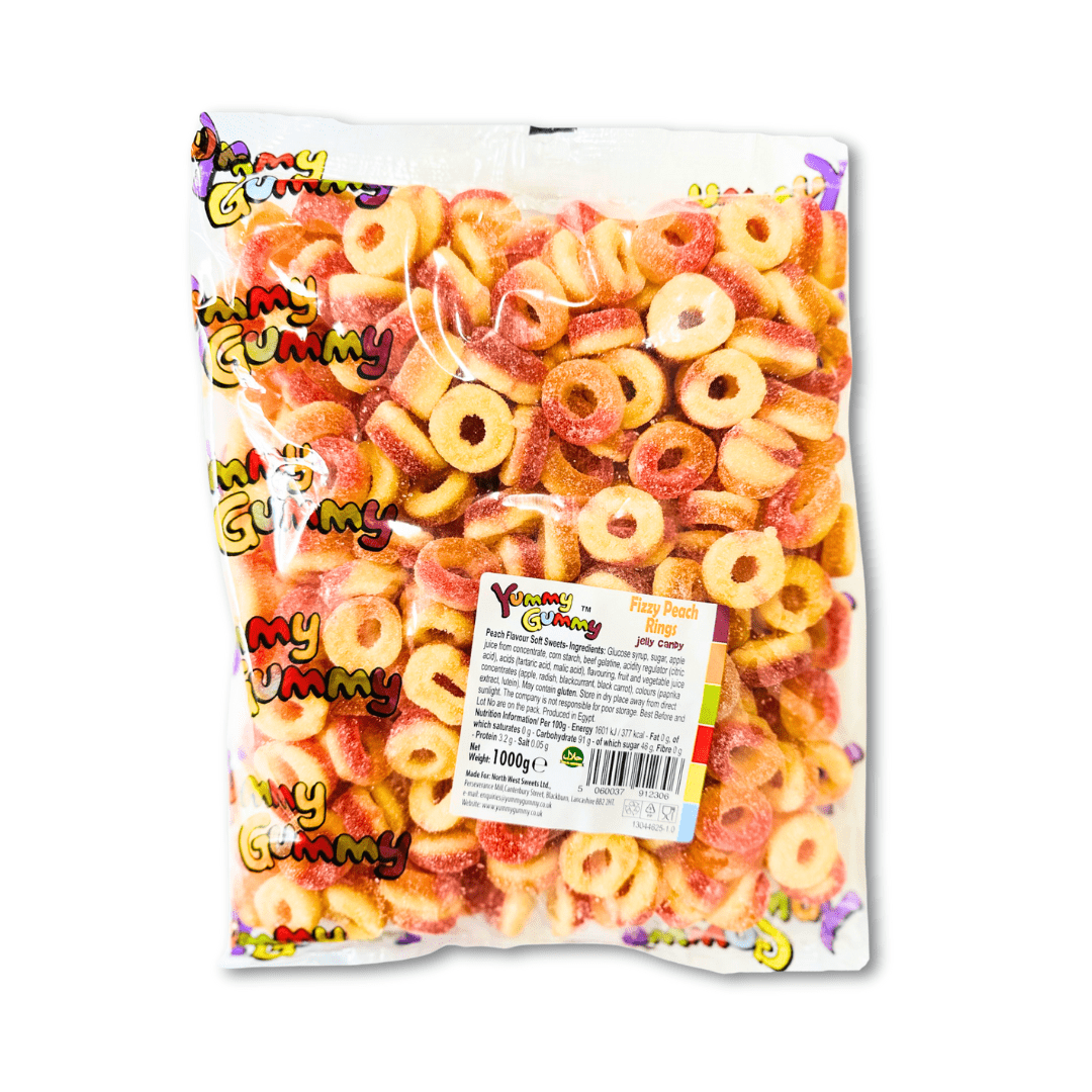 Yummy Gummy Fizzy Peach Rings 1kg