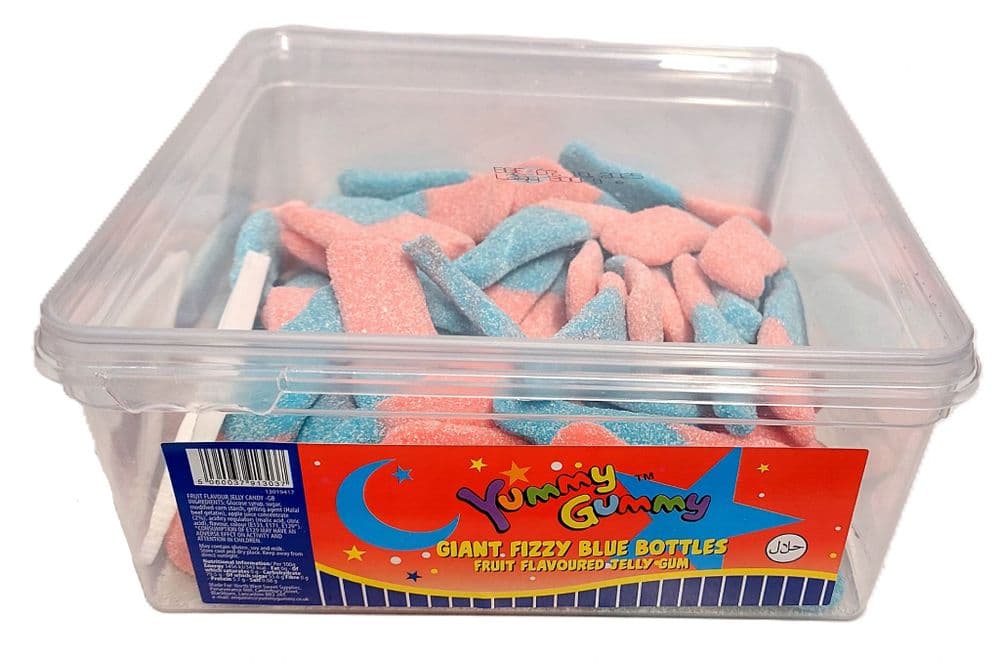 YUMMY GUMMY GIANT FIZZY BLUE BOTTLES TUB