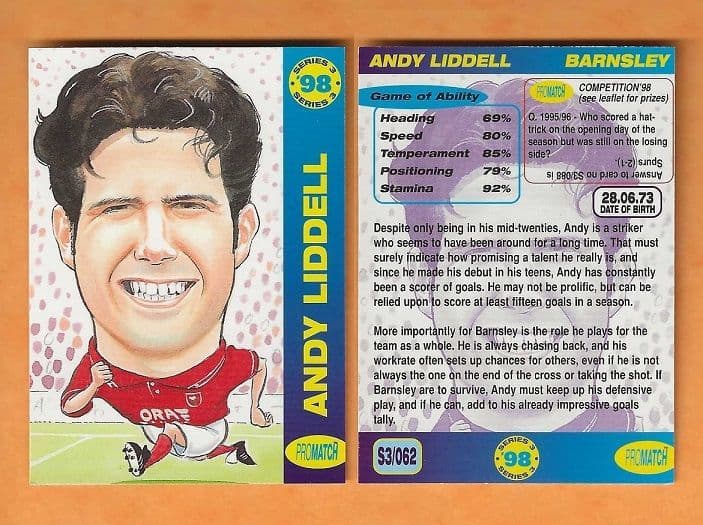 Barnsley Andy Liddell 62 PM98