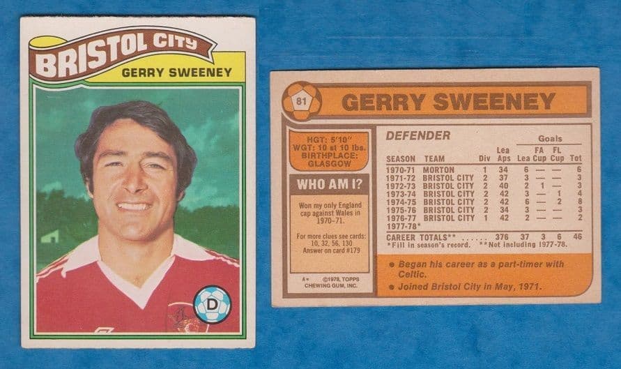 Bristol City Gerry Sweeney 81