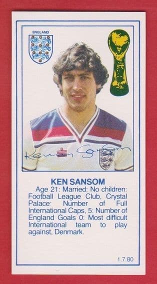England Kenny Sansom Arsenal Crystal Palace