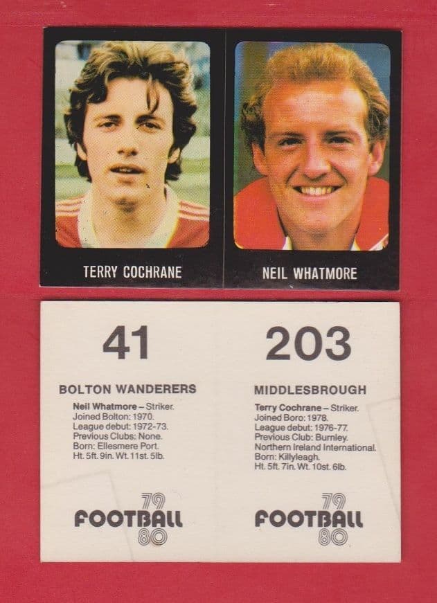Midddlesbrough Terry Cochrane 203 & Bolton Wanderers Neil Whatmore 41