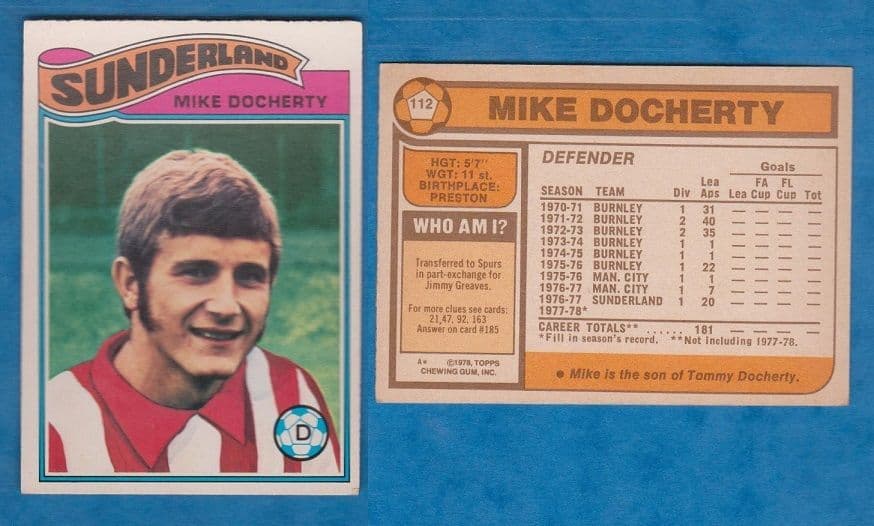 Sunderland Mick Docherty 162