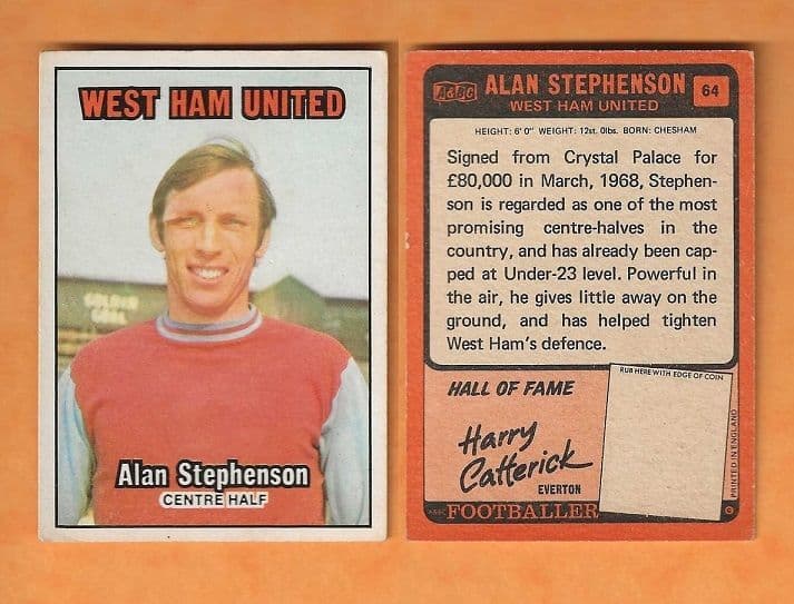 West Ham United Alan Stephenson 64 A&BC 70-71