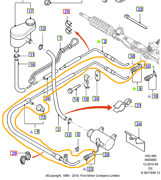 FORD FIESTA MK5 1 3 PETROL POWER STEERING HOSE PIPE 98FB-3A719-AE 1998 ...