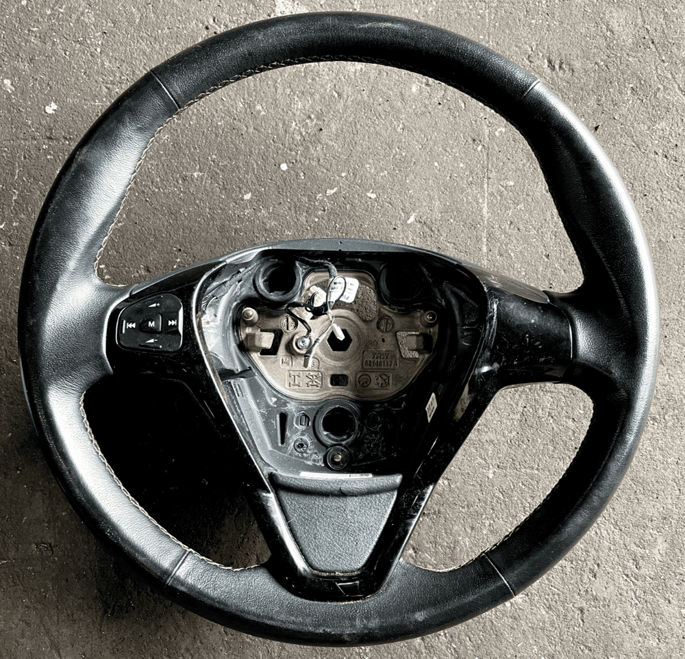 FORD FIESTA MK7 3 SPOKE LEATHER STEERING WHEEL GLOSS PIANO BLACK 2008 ...