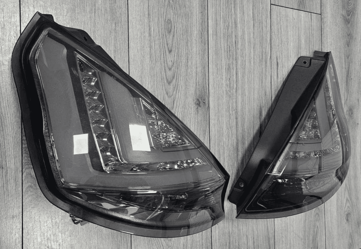 FORD FIESTA MK7 BLACK TINTED SMOKED REAR LED TAIL LIGHT PAIR 2008 - 2012
