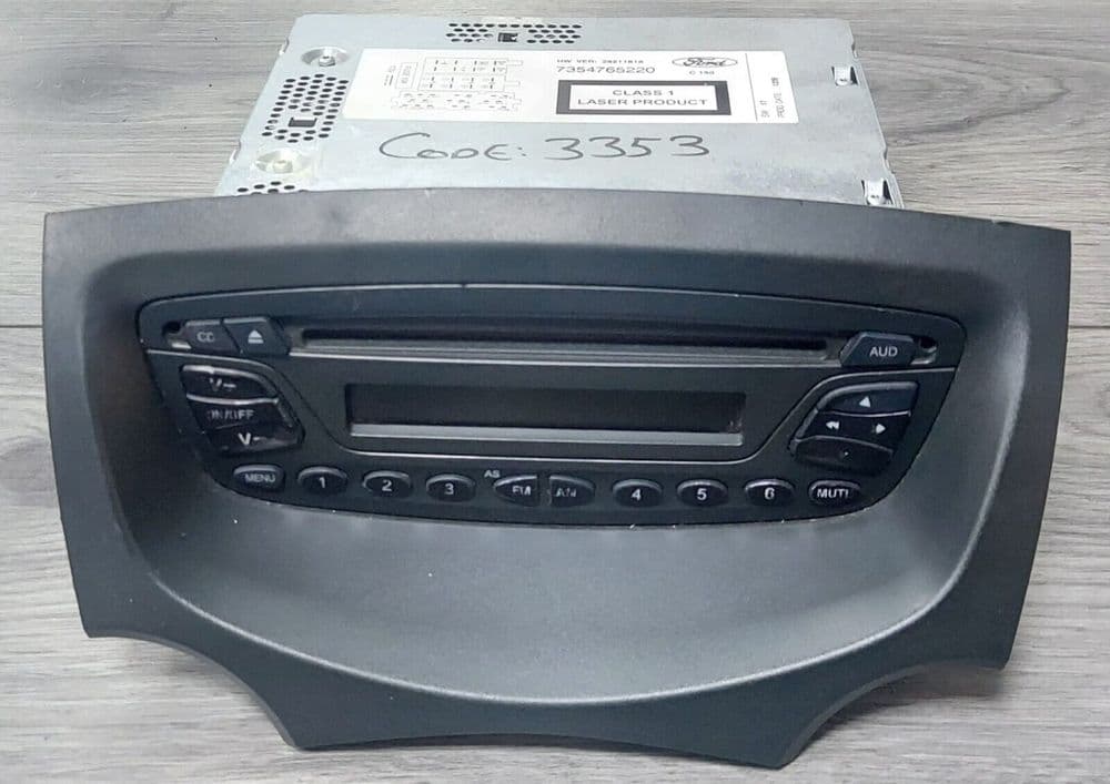 FORD KA MK2 HEAD UNIT RADIO STEREO CD PLAYER 7354765220 WITH CODE 2009-2016