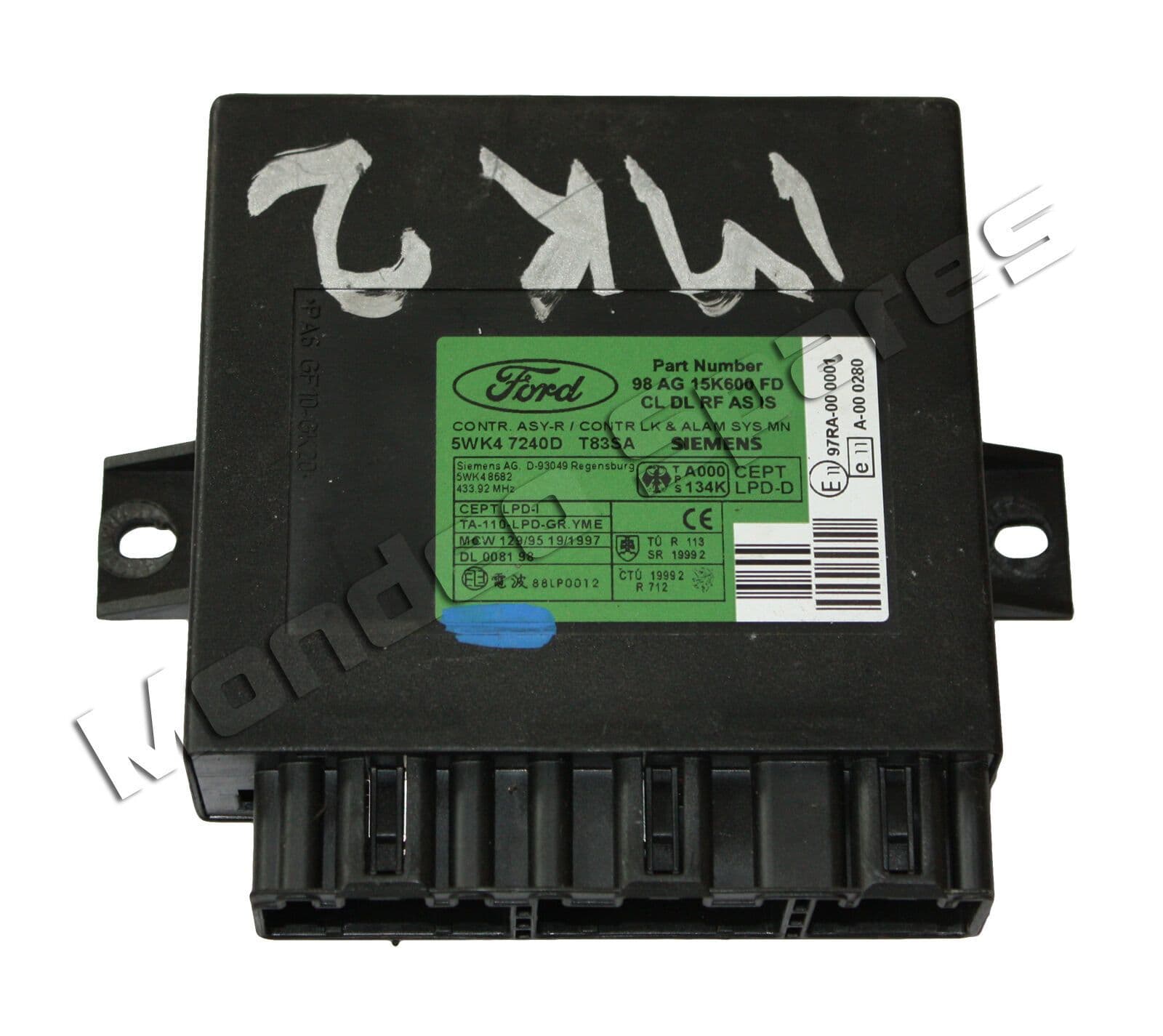 FORD MONDEO MK2 GEM MODULE CENTRAL LOCKING ALARM CONTROL 98AG-15K600-FD ...
