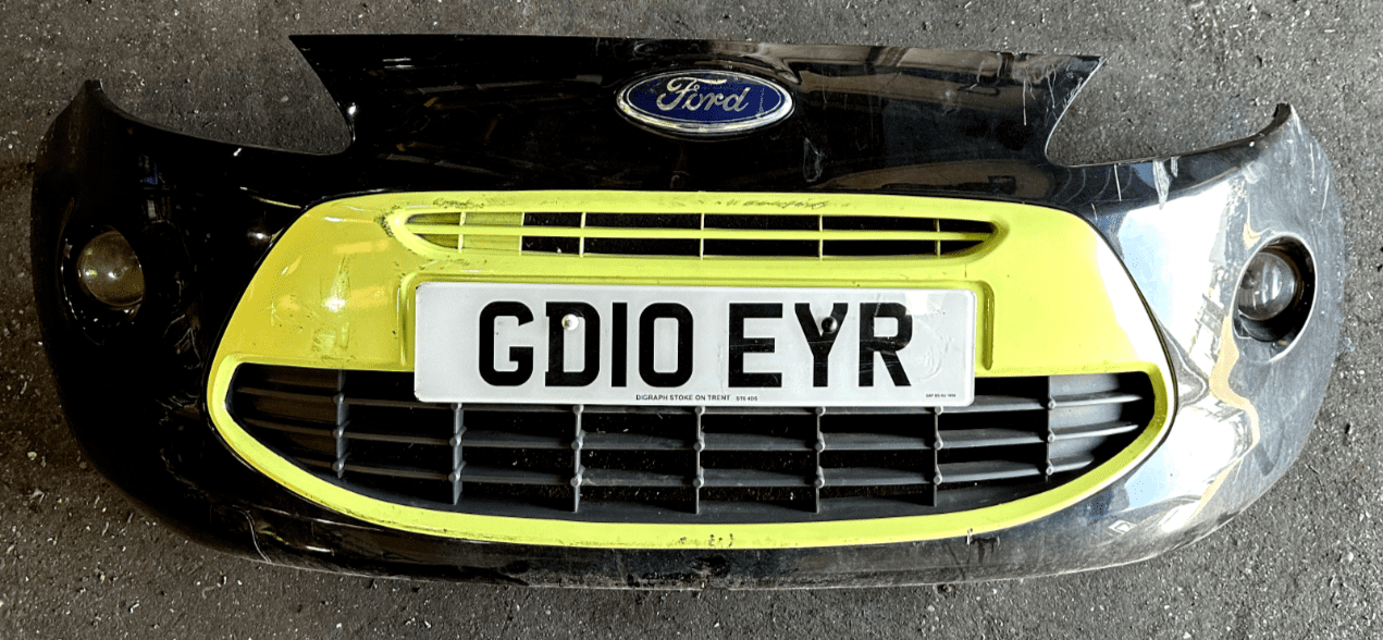 GENUINE FORD KA MK2 BLACK MIDNIGHT FRONT BUMPER YELLOW GRILL 2009 - 2016