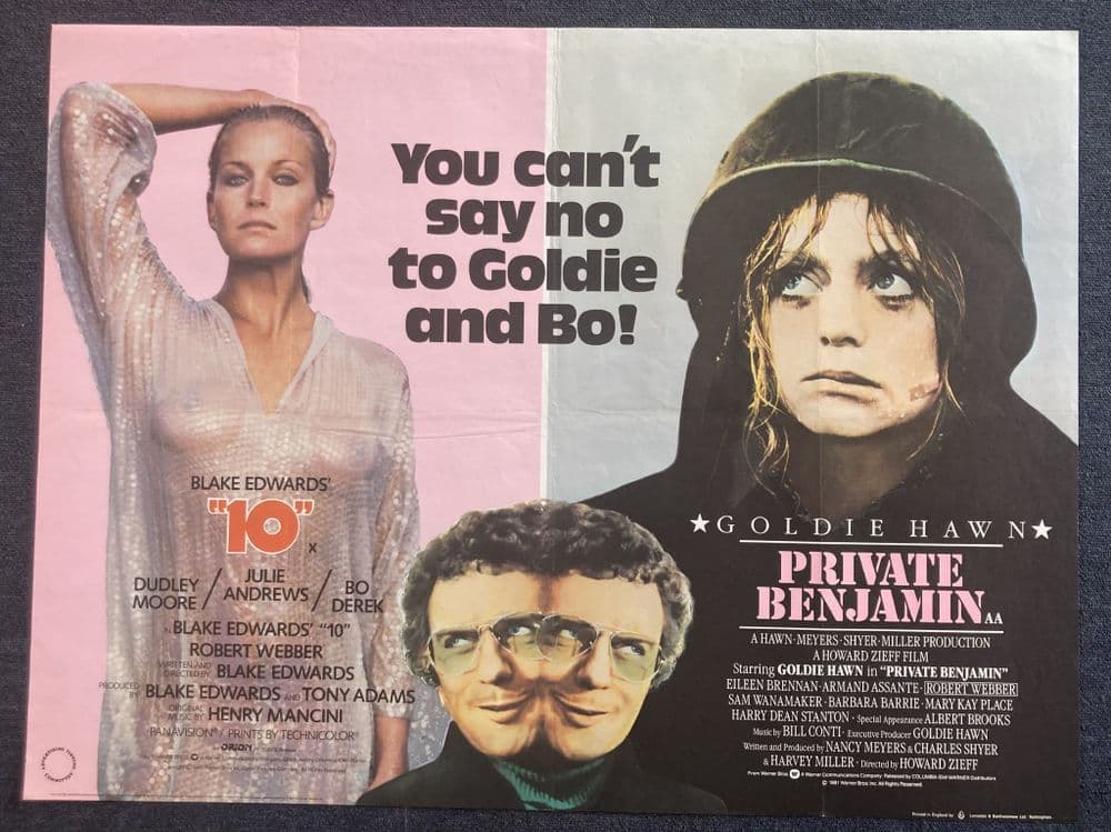 10 / Private Benjamin - UK Quad Film Poster Bo Derek Goldie Hawn