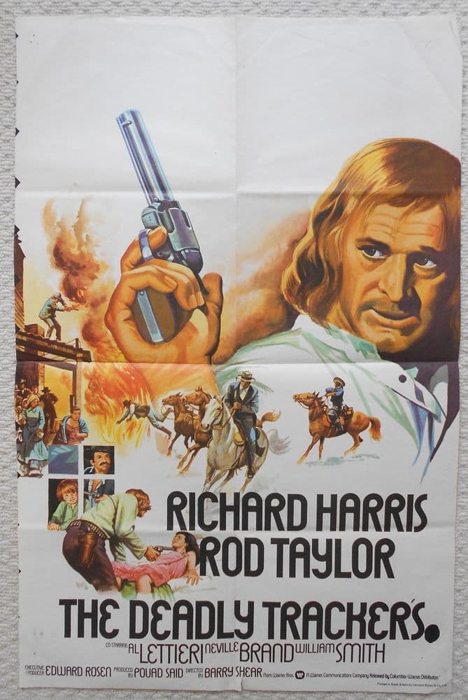 Deadly Trackers Original UK Film Poster Richard Harris Robert Taylor 73