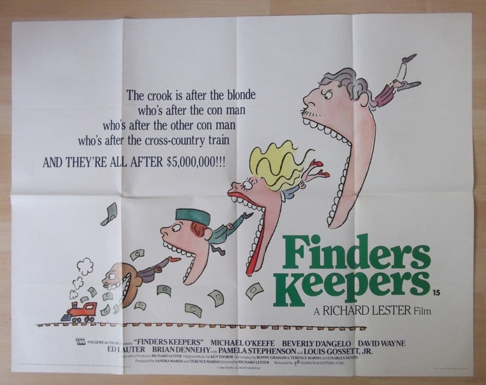 Finders Keepers Original UK Quad Poster Michael O Keefe Beverly D Angelo 84