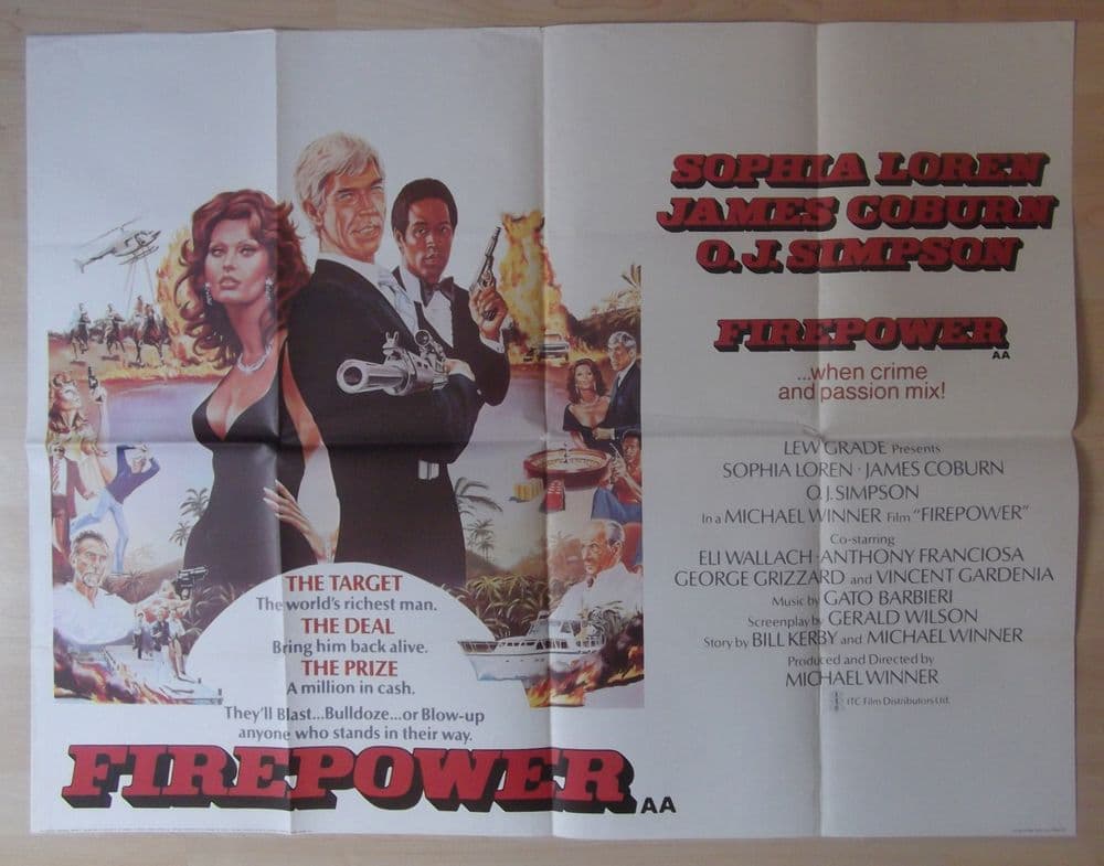 Firepower Original UK Quad Poster Sophia Loren O J Simpson WINNER film 79
