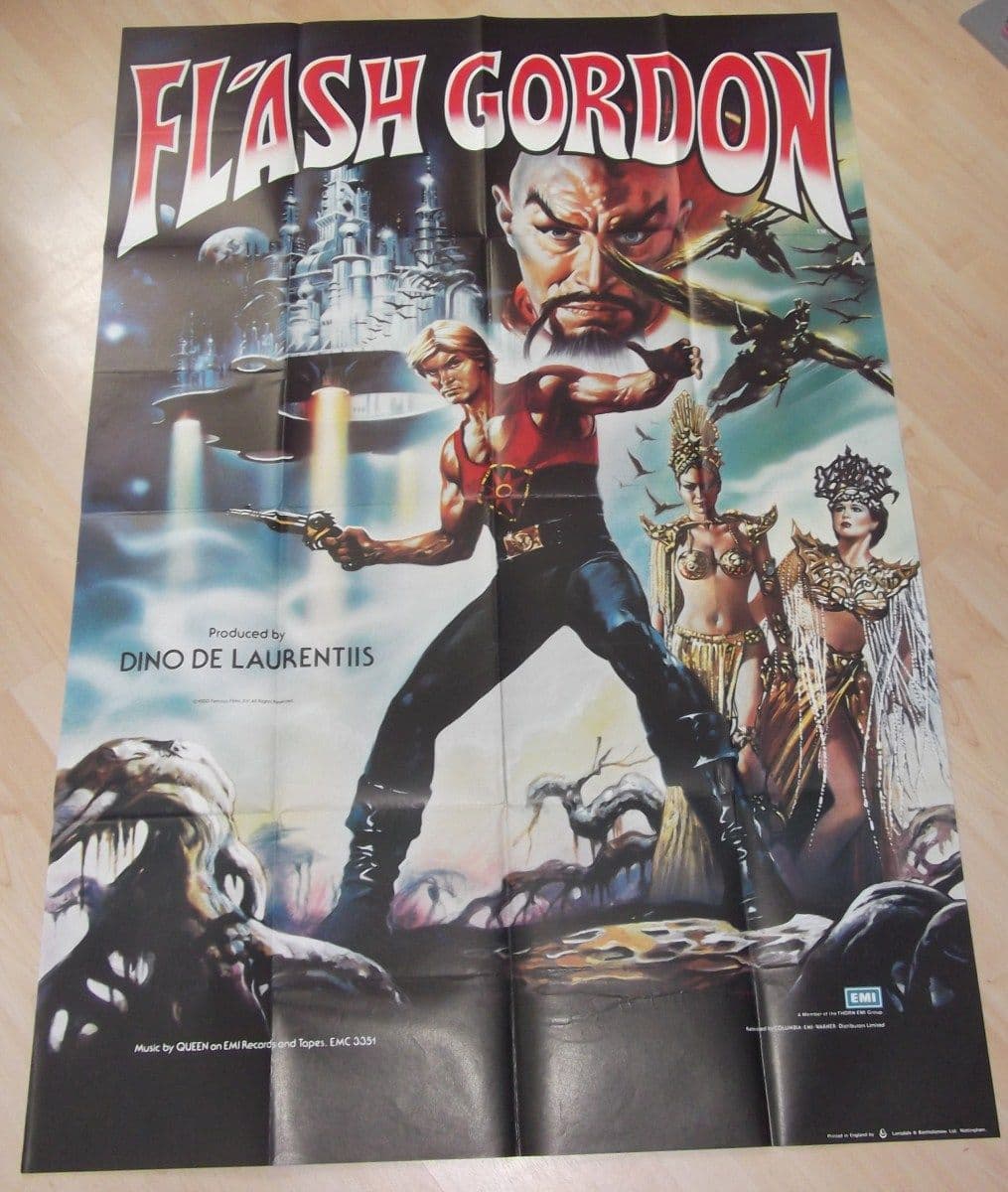 Flash Gordon Original HUGE 60" X 40" Poster Sam Jones AMAZING art 80