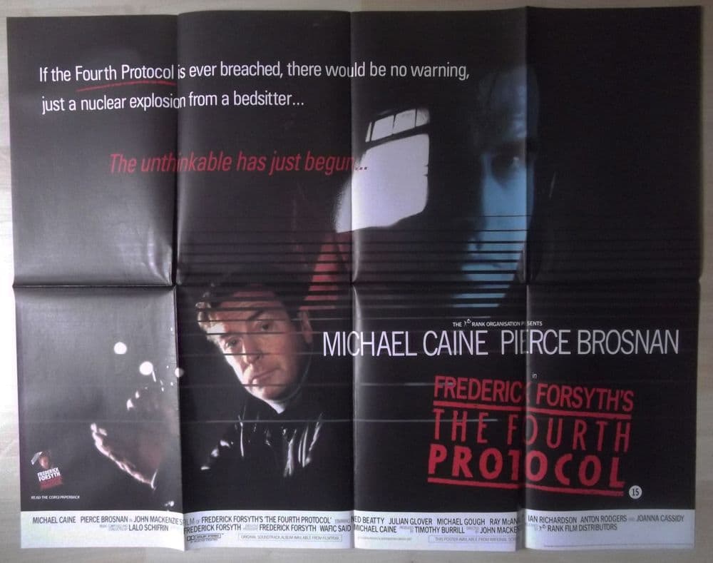Fourth Protocol Original UK Quad Poster Michael Caine Pierce Brosnan 87