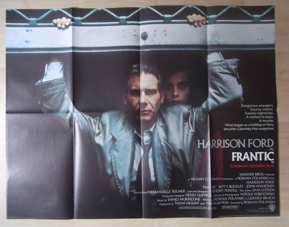 Frantic Original British Quad Poster Harrison Ford Emmanuelle Seigner 88