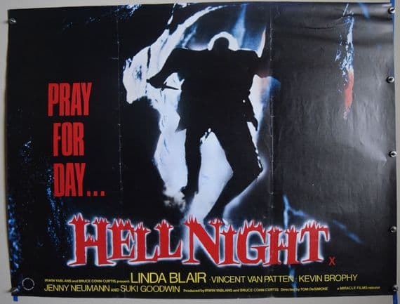 Hell Night 1981 Horror Poster Linda Blair - UK Quad