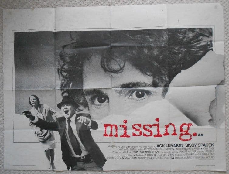 Missing Original UK Quad Film Poster Jack Lemmon Sissy Spacek 82